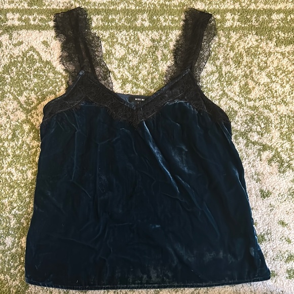 Miss Me | Tops | Miss Me Velvet Tank With Lace Trim | Poshmark